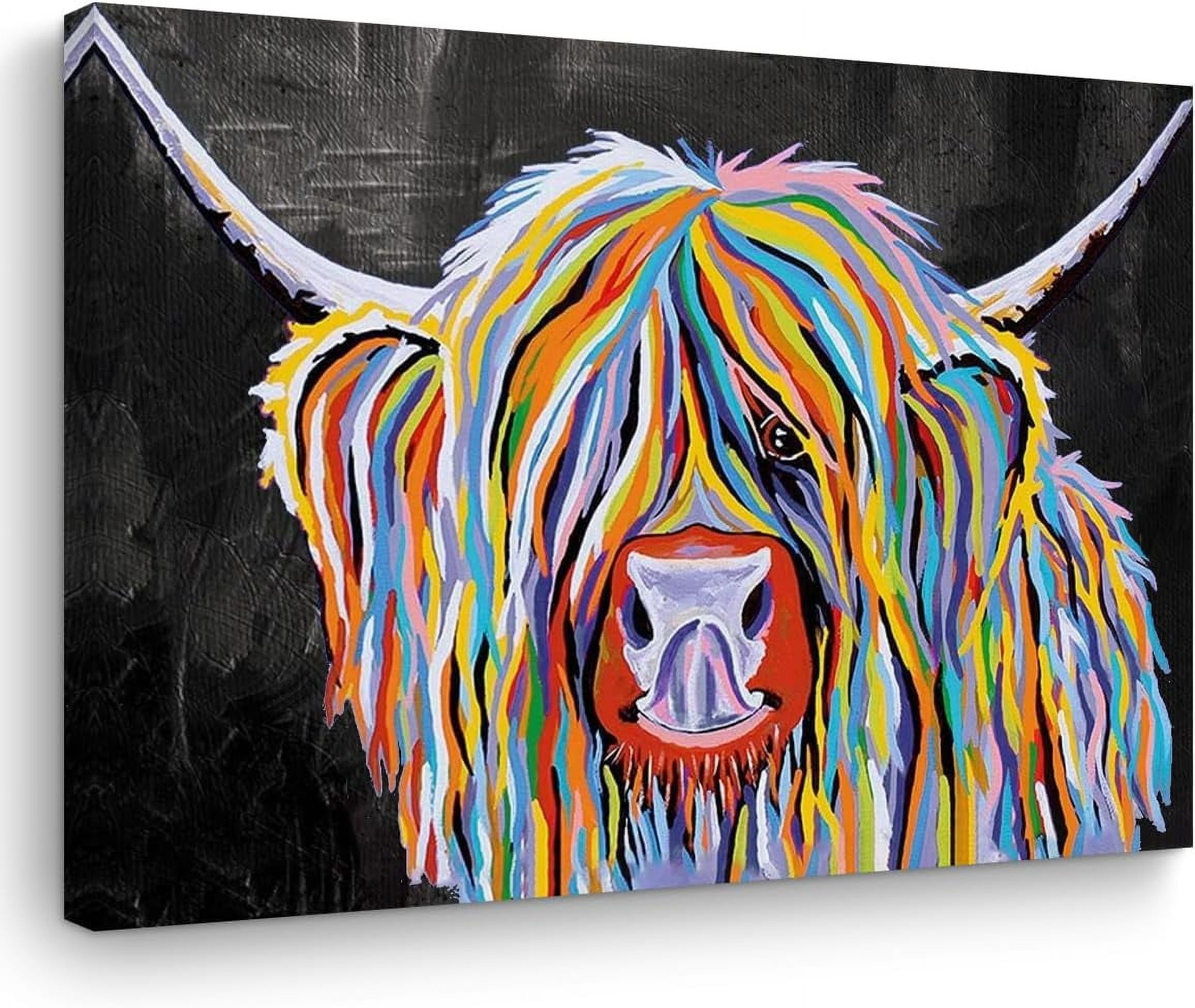 Aaroca Colorful Cow Wall Art Unframed Art Western Wall Decor Funny Cows ...