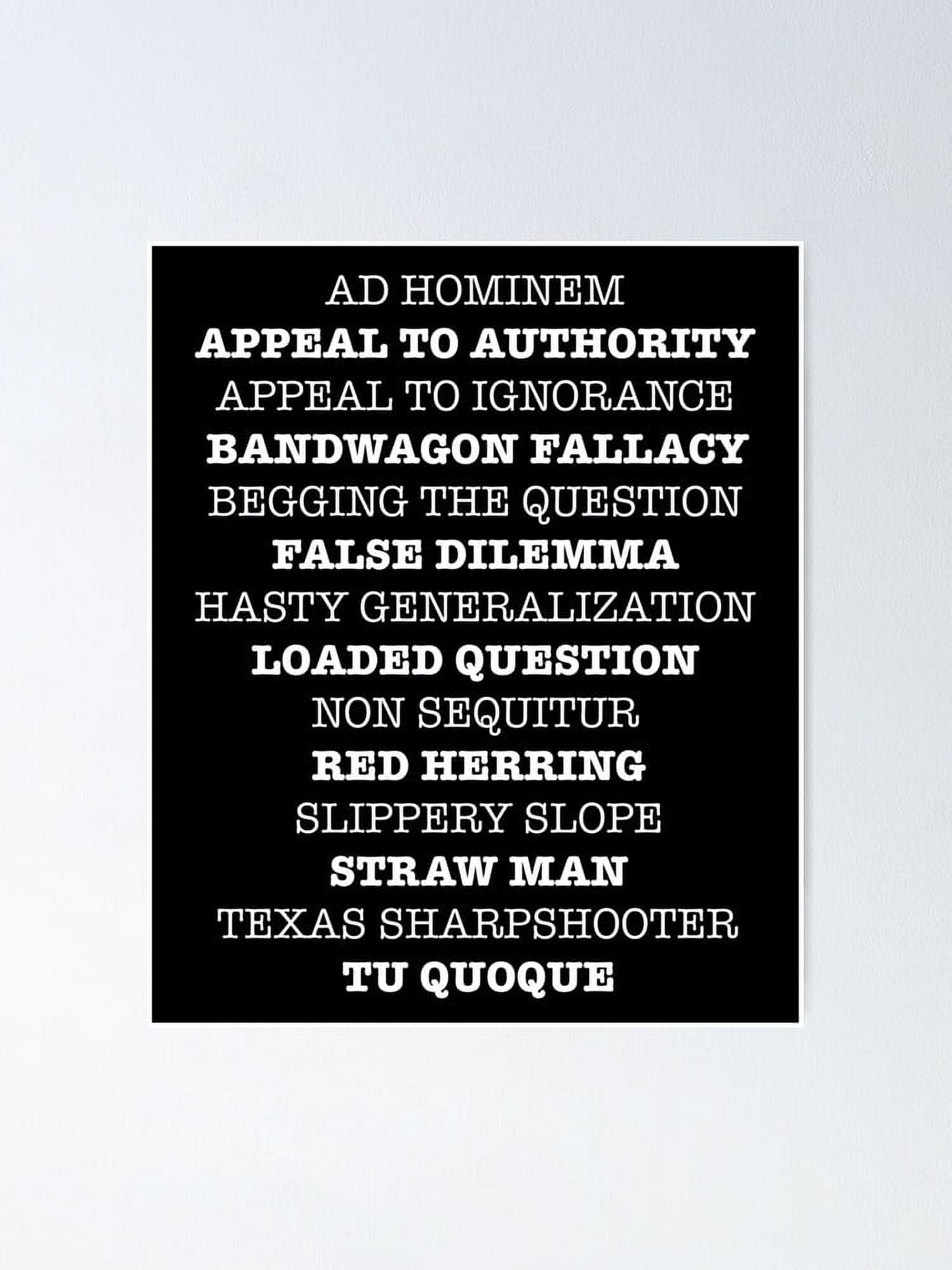 Aaroca Common Logical Fallacies Debate Team Member Poster Classic ...