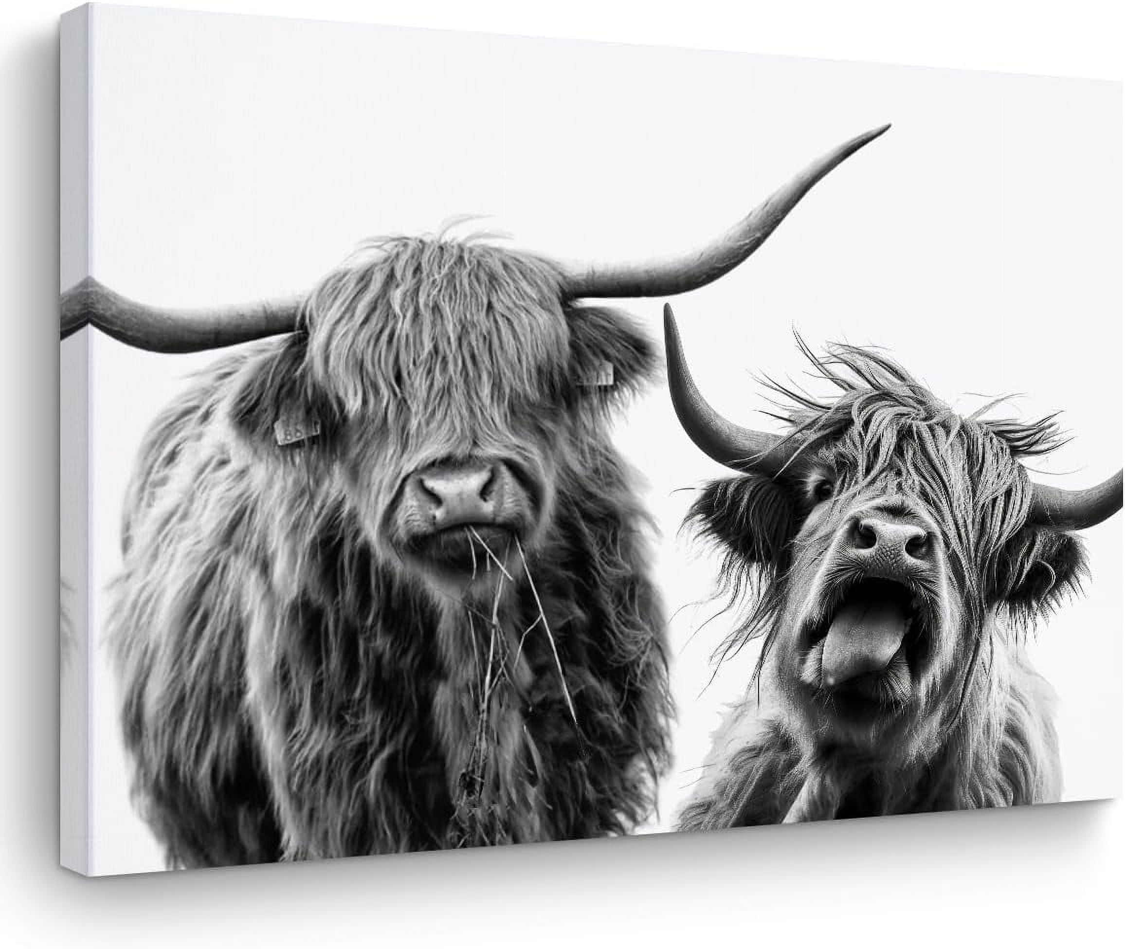 Aaroca Cow Wall Art Unframed Art Western Wall Decor Funny Cows with ...
