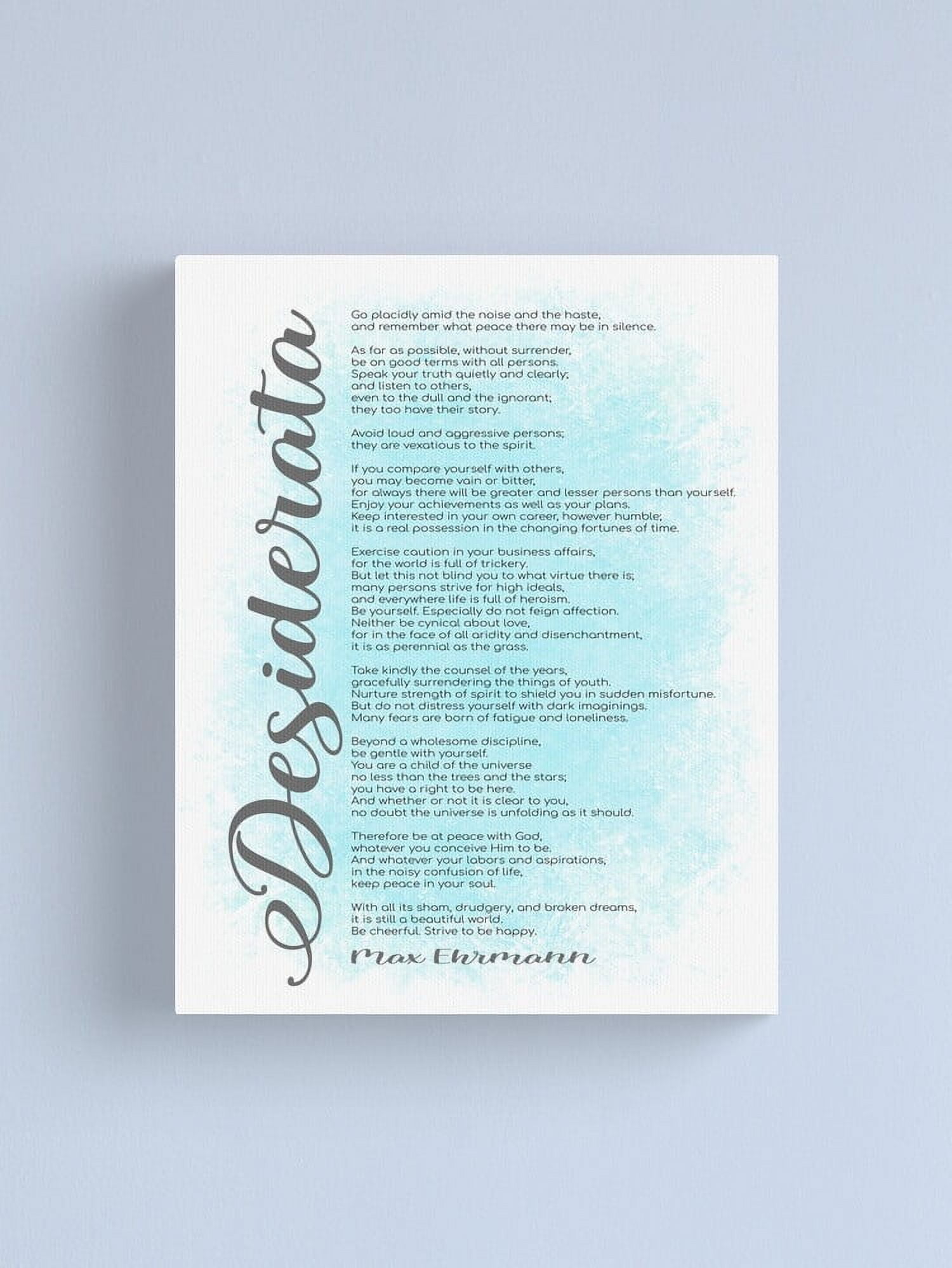 Aaroca Desiderata Poem by Max Ehrmann Canvas Print (Unframed) Classic ...