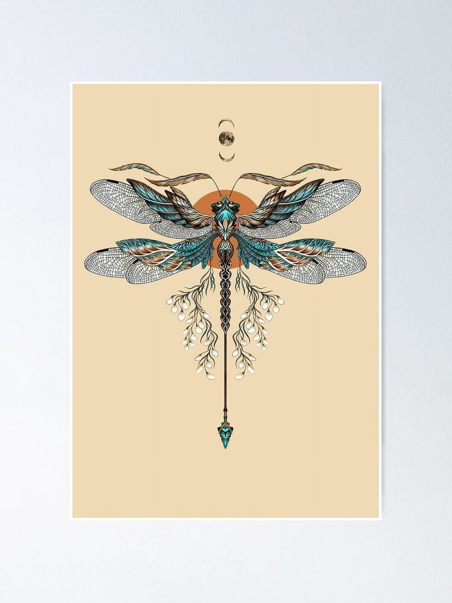 Aaroca Dragon Fly Tattoo Unframed Classic Decoration for Office Modern ...