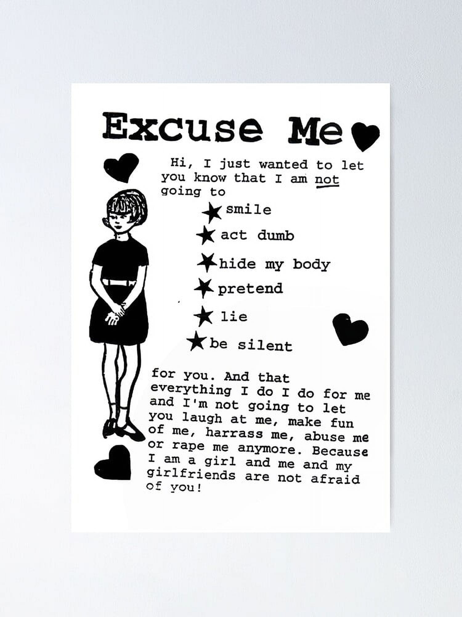 Aaroca EXCUSE ME RIOT GRRRL Poster Classic Decoration for Office Modern ...