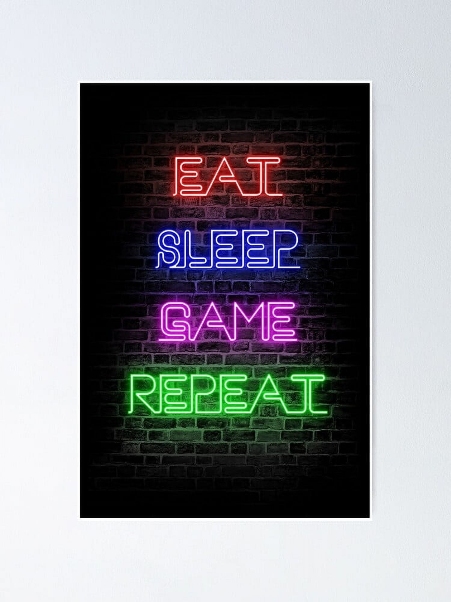 Aaroca Eat Sleep Game Repeat Video Gamer Print Wall Art (Unframed ...