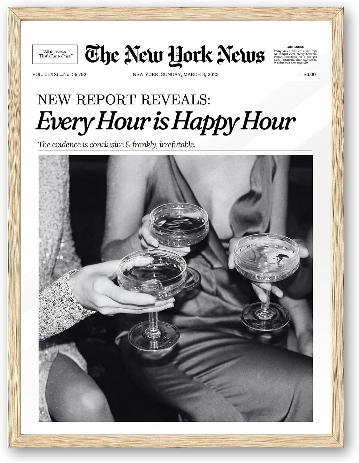 Aaroca Every Hour is Happy Hour Unframed Trendy NewsPaper Wall Art ... Aaroca Every Hour is Happy Hour Unframed Trendy NewsPaper Wall Art ...