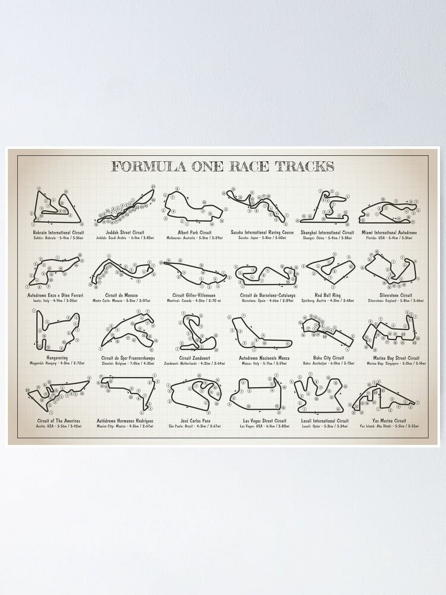 Aaroca F1 Race Tracks (Blueprint - Light Ivory) Poster Classic ...