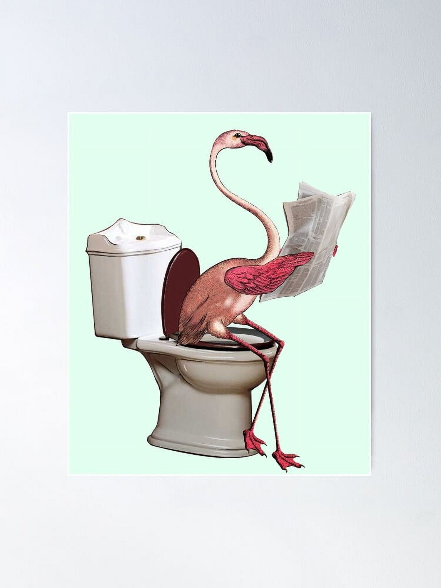 Aaroca Flamingo at the toilet, funny, Poster Canvas Poster - Modern Wall Art for Home & Office ...
