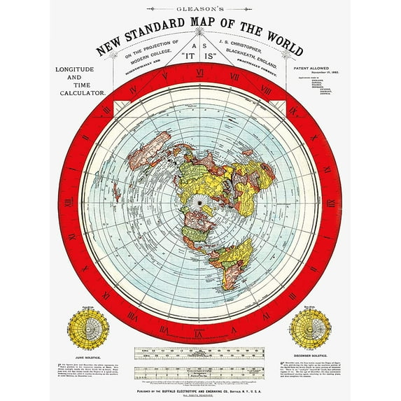 Aaroca Flat Earth Map - Gleason's New Standard Map Of The World ...