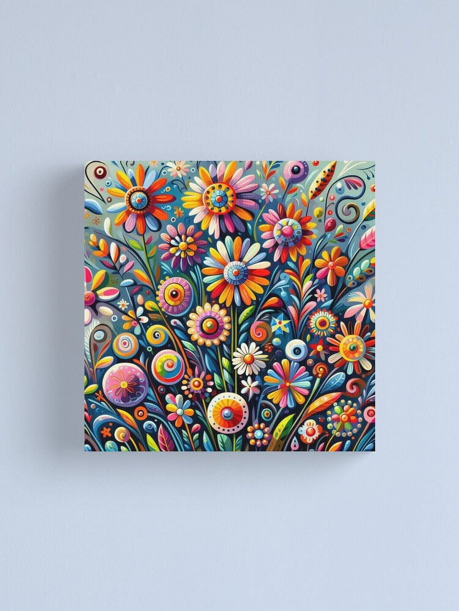 Aaroca Floral Naive Art Canvas Print (Unframed) Classic Decoration for ...