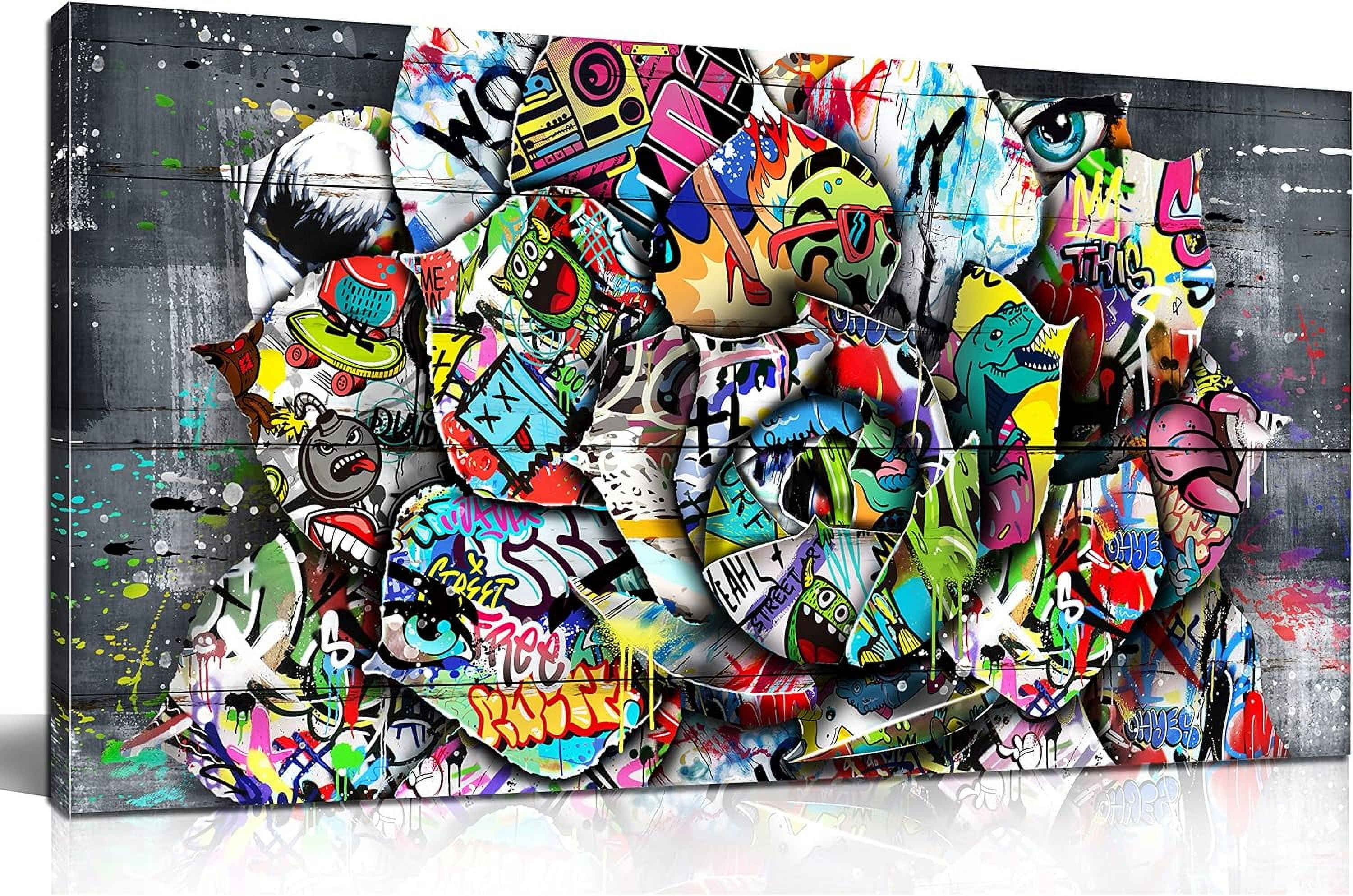 Aaroca Flower Pictures Wall-Decor - Banksy Street Wall Art - Large ...