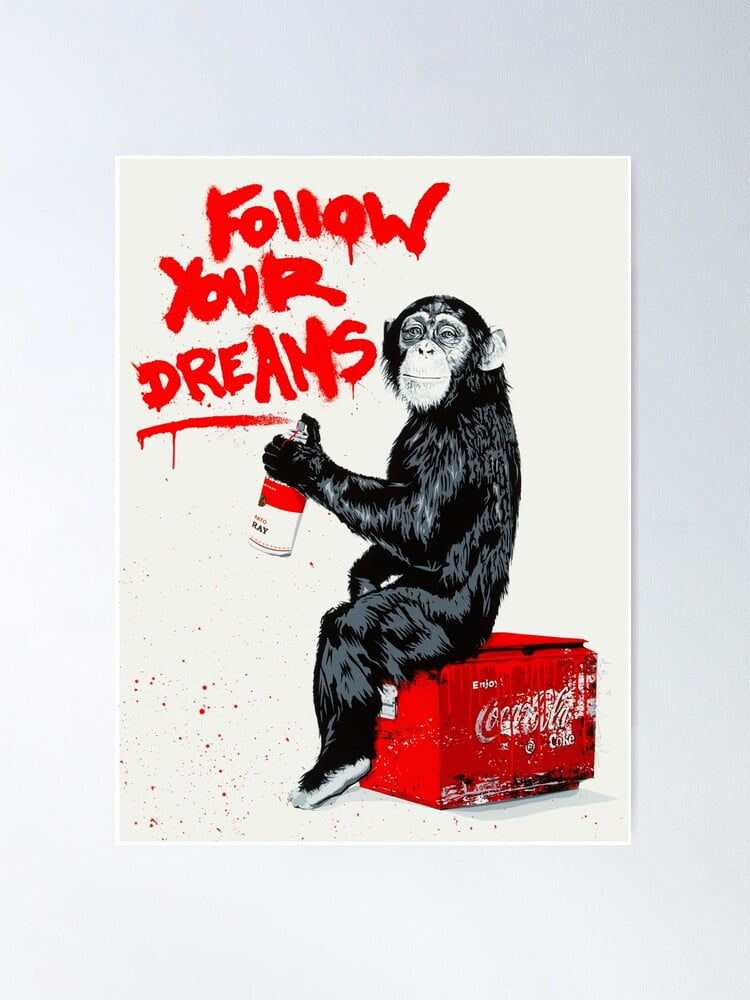 Aaroca Follow Your Dreams Chimp Poster Canvas Poster - Modern Wall Art ...