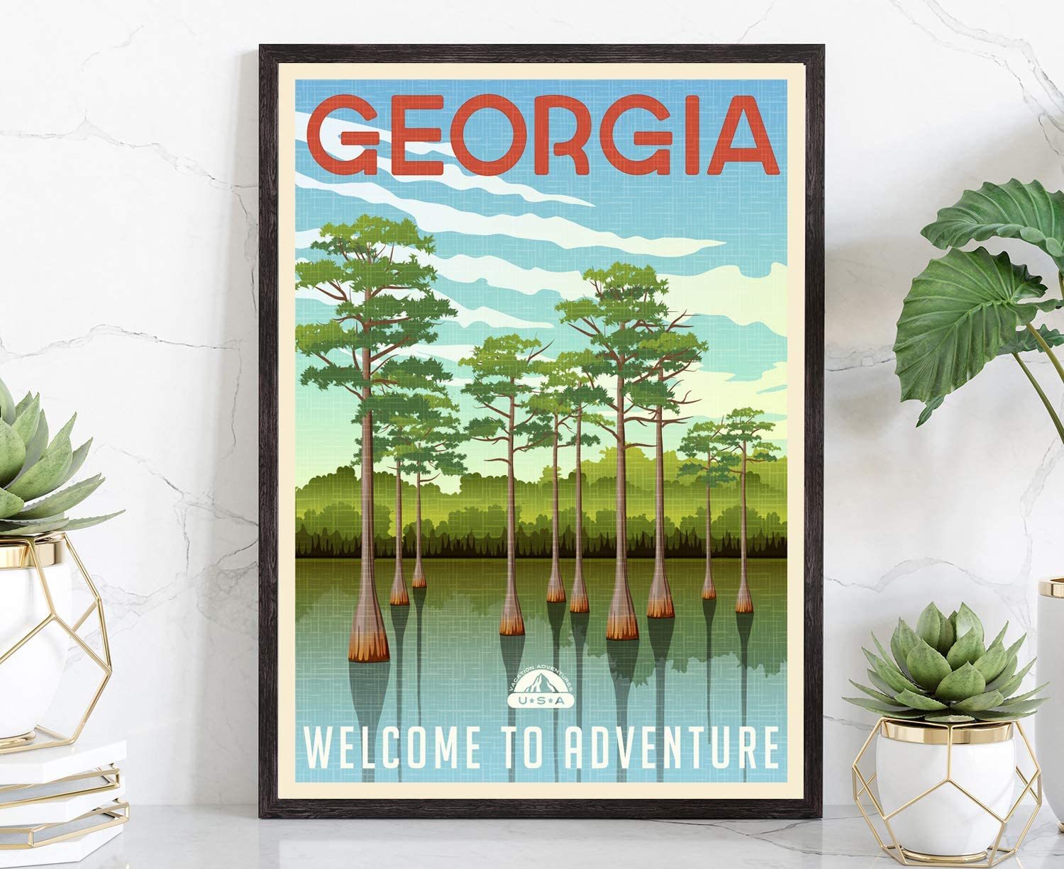 Aaroca Georgia, Retro Style Travel Poster, Vintage Rustic Poster Print ...