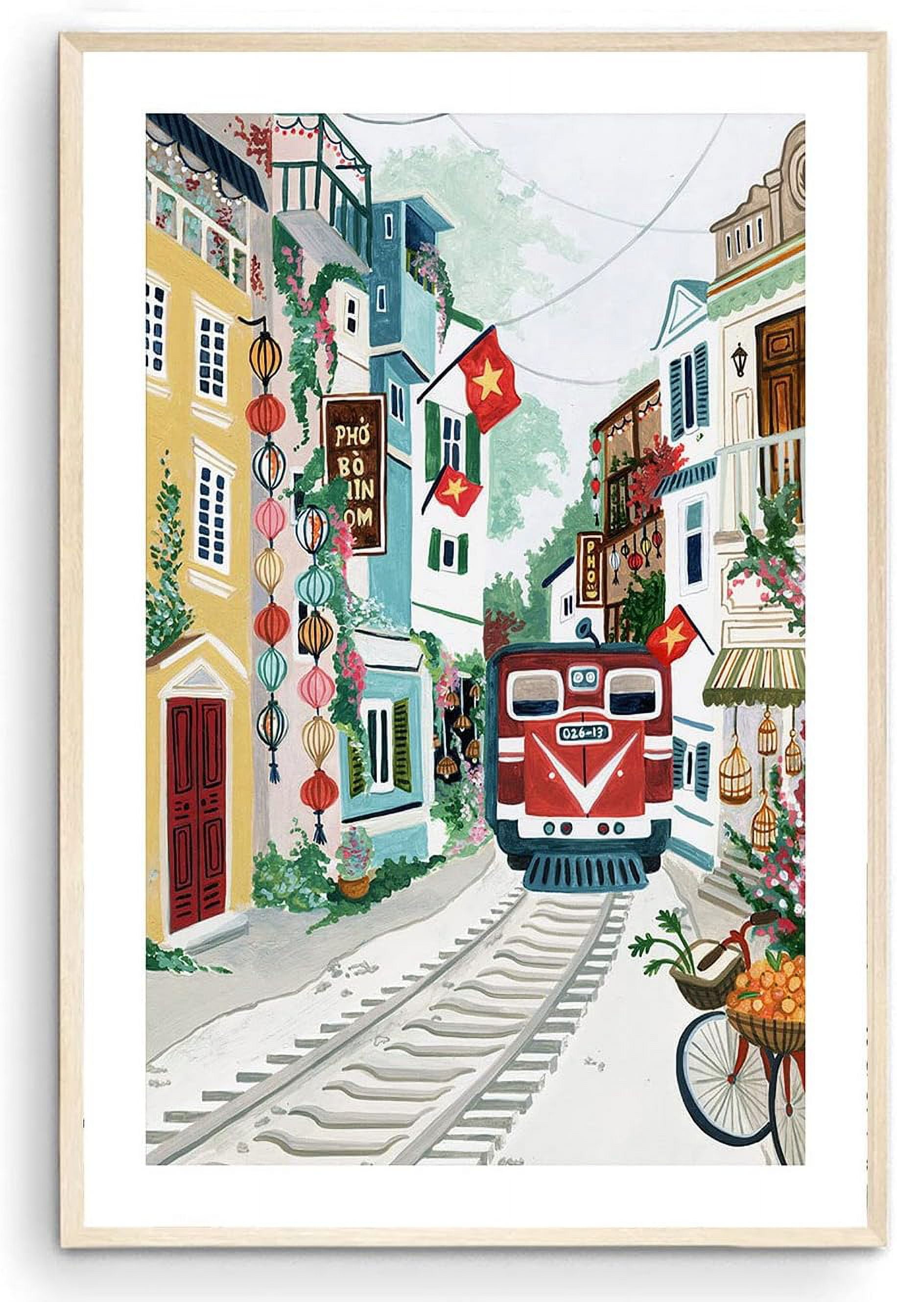 Aaroca Hanoi Vietnam Art Print, Train street Vietnam, Southeast Asia ...