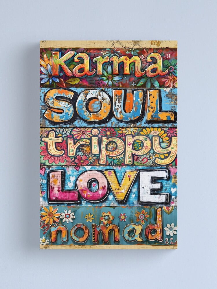 Aaroca Hippie Soul Words Canvas Print Inspirational Quote Canvas ...