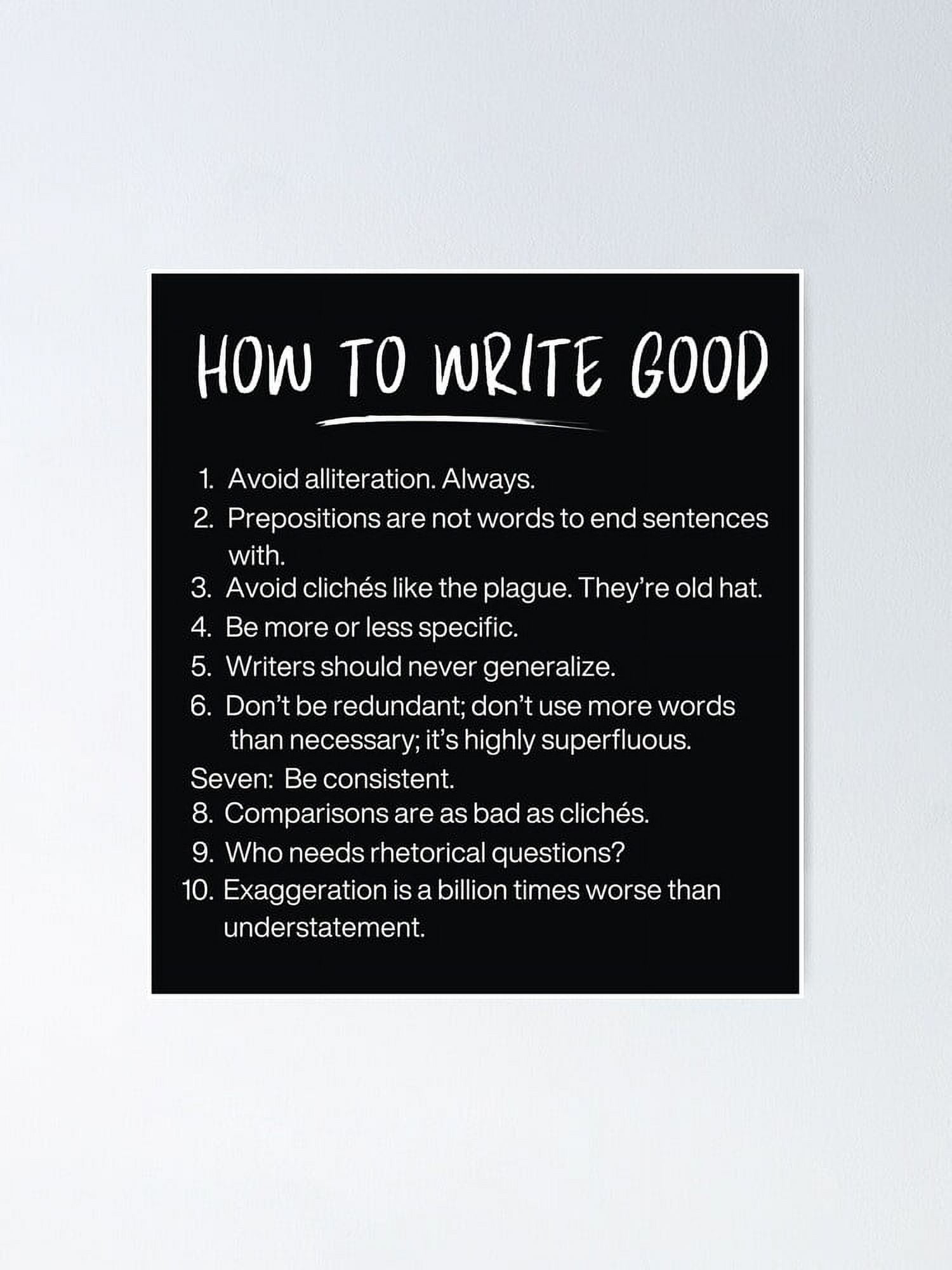 Aaroca How To Write Good Funny Writing Tips (Unframed) Classic ...