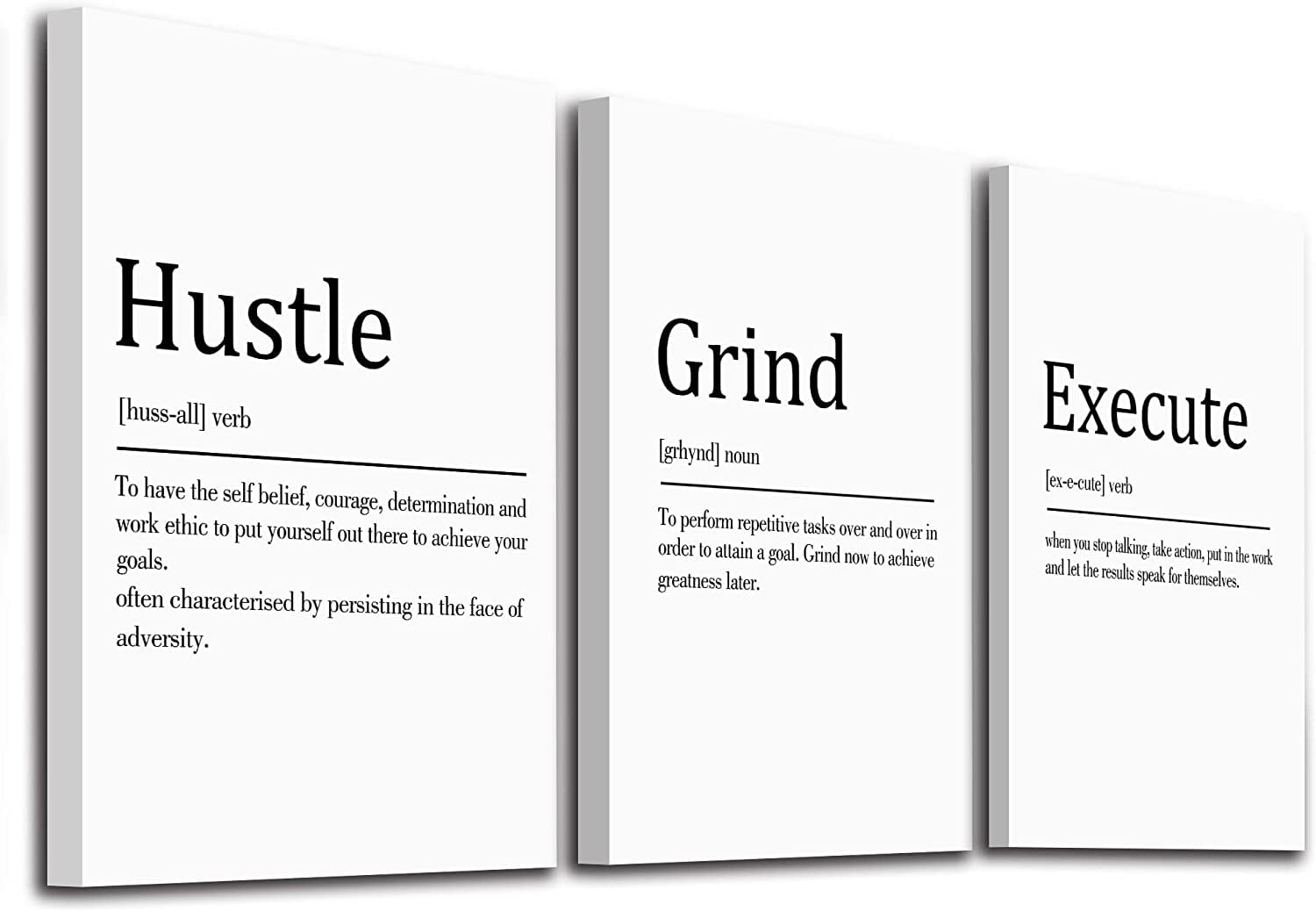 Aaroca Hustle Grind Execute, Inspirational Wall Decor Art - Canvas ...