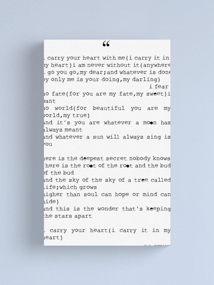 Aaroca I Carry Your Heart Canvas Print Inspirational Quote Canvas ...