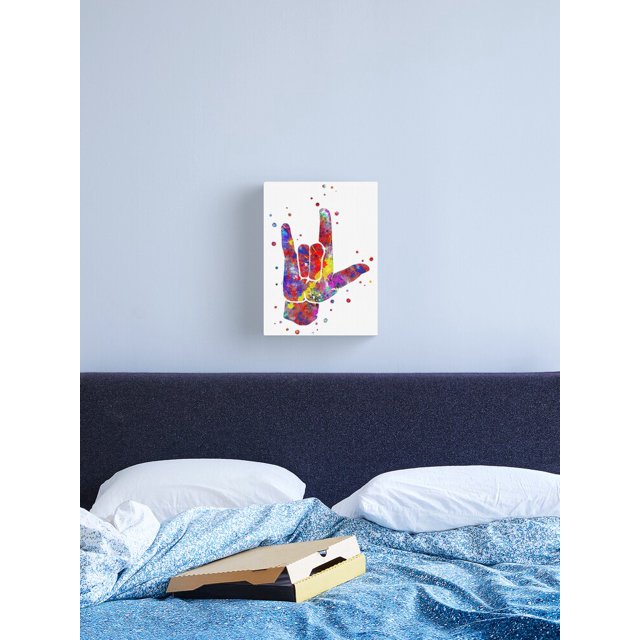 Aaroca I love you ASL sign language, watercolor sign language, I love ...