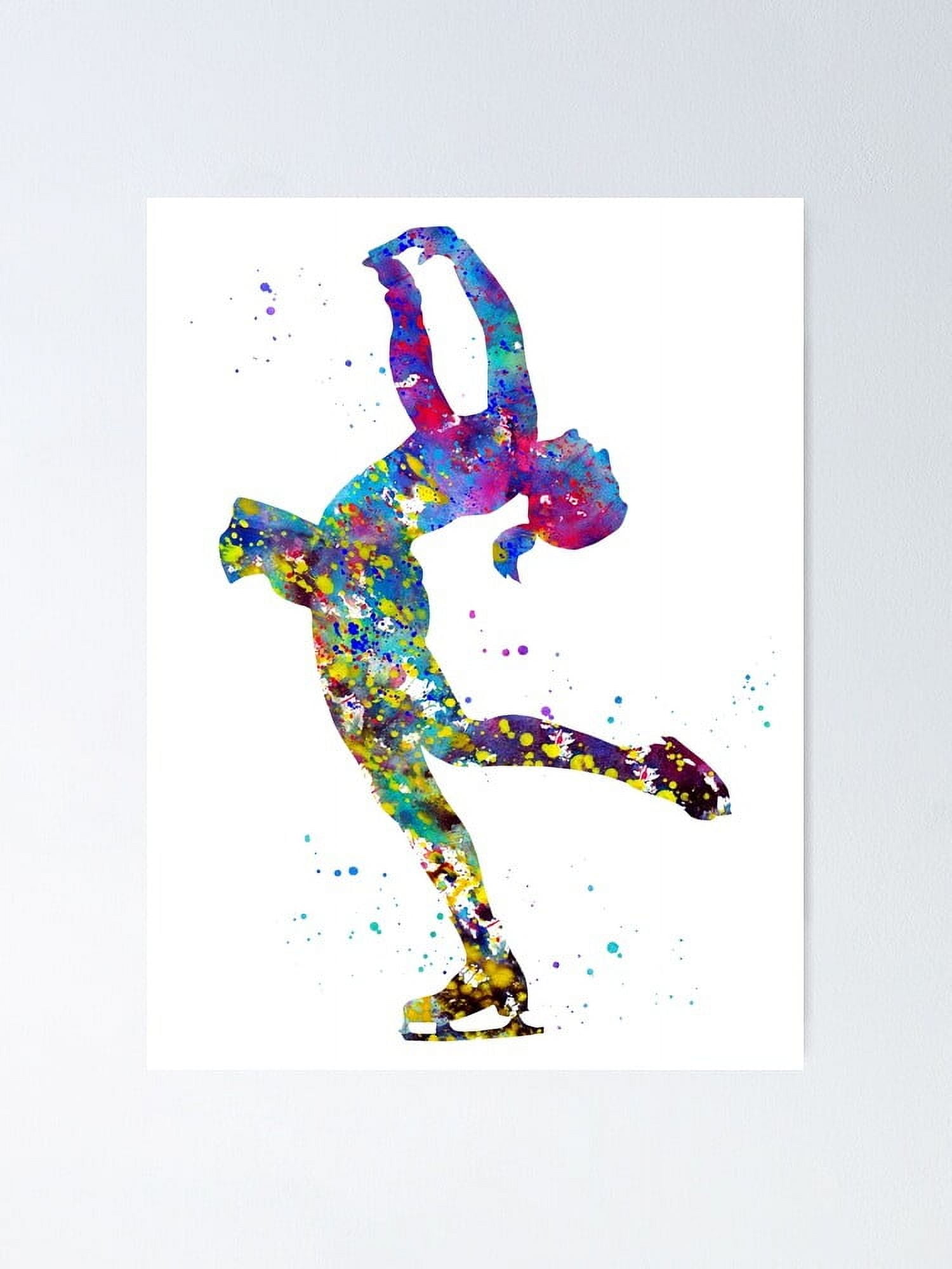 Aaroca Ice Skating Girl Unframed Canvas Unique Wall Decor for Modern ...