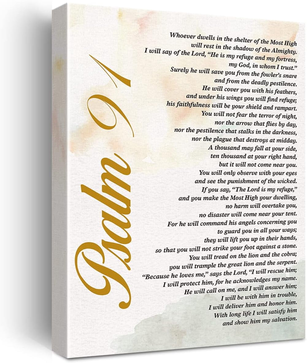 Aaroca Inspirational Bible Verse Print Positive Psalm 91 He Who Dwells ...