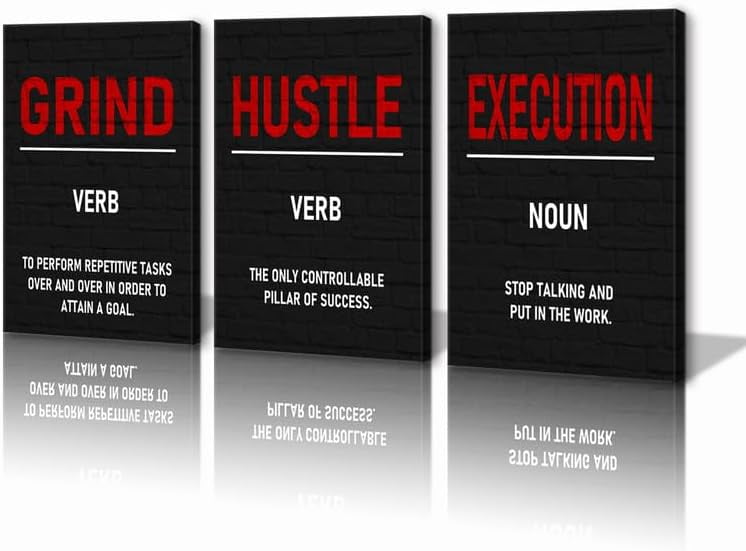 Aaroca Inspirational Canvas Art Wall Decor, Grind Hustle Execution ...