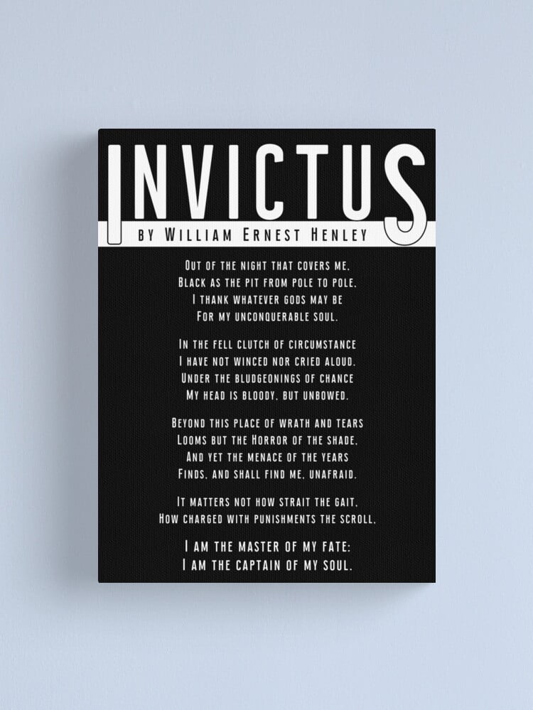 Aaroca Invictus - Powerful inspirational poem Canvas Print High-Quality ...