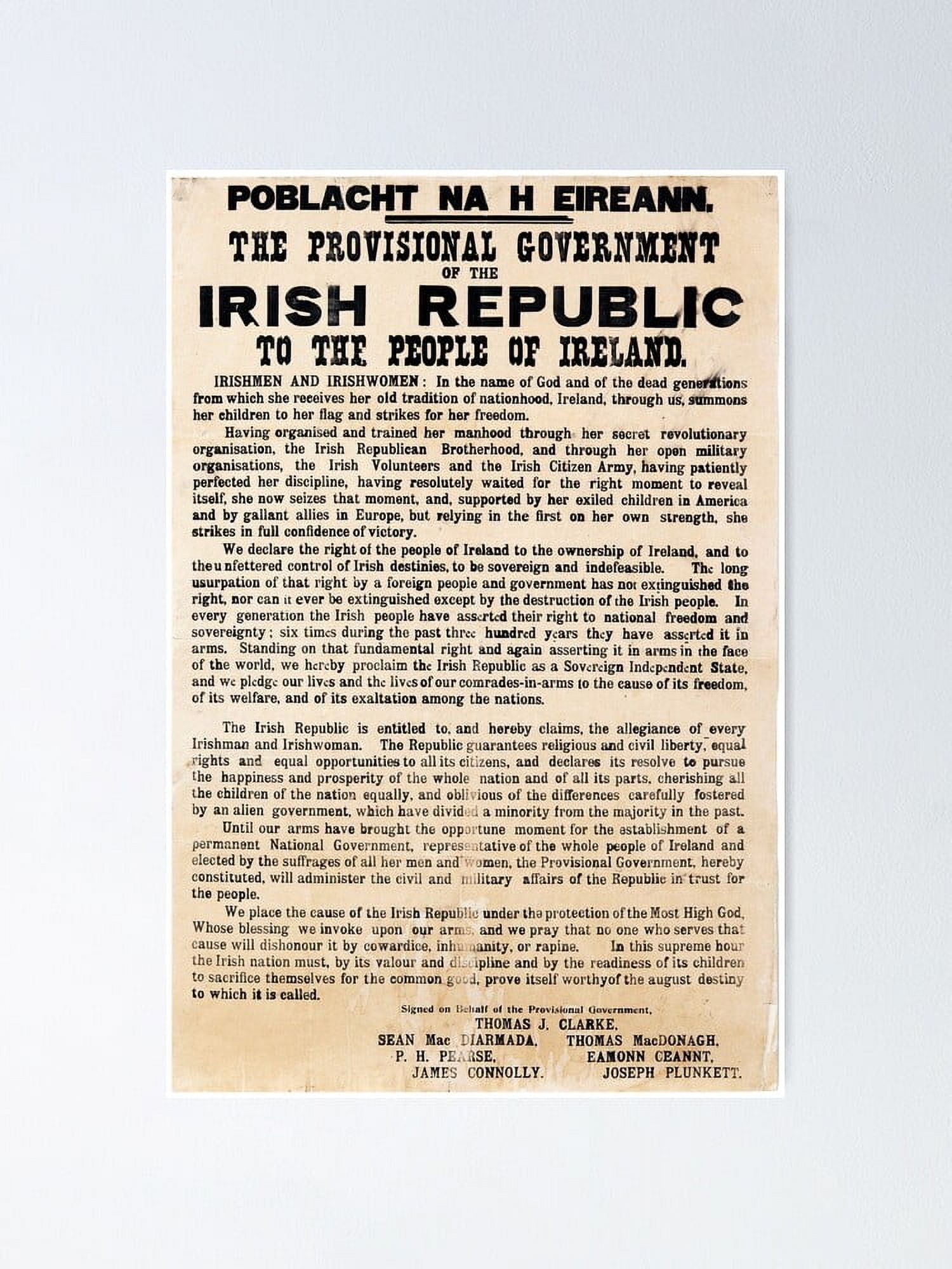 Aaroca Irish Proclamation of Independence (High Resolution) Poster ...