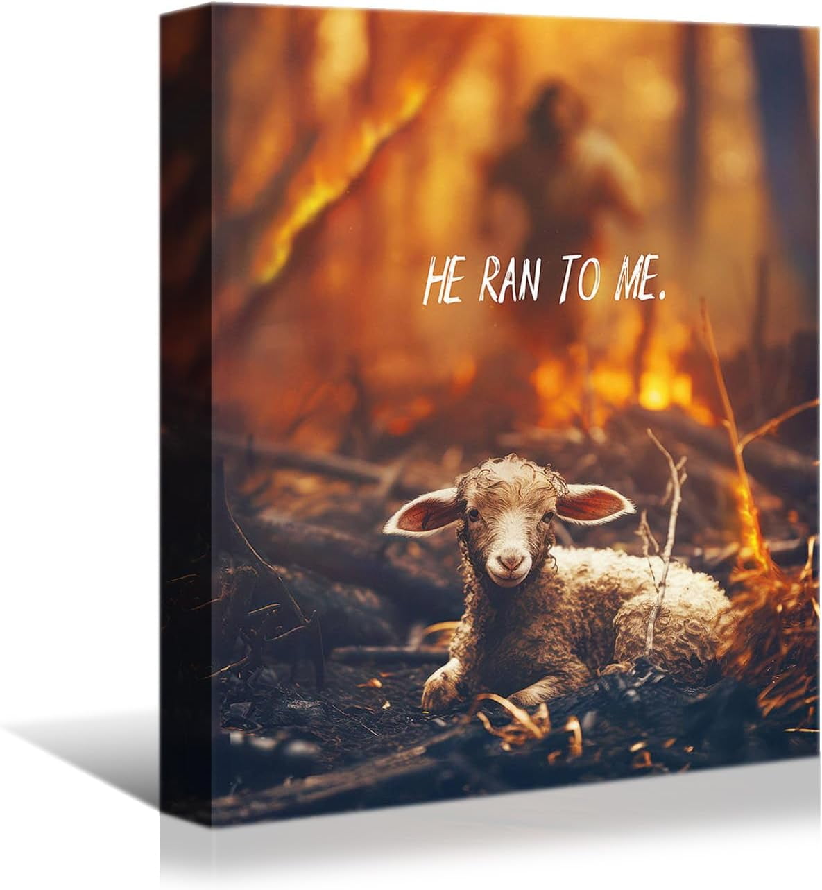 Aaroca Jesus Rescues Lost Lamb from Flames Picture Religious Canvas ...