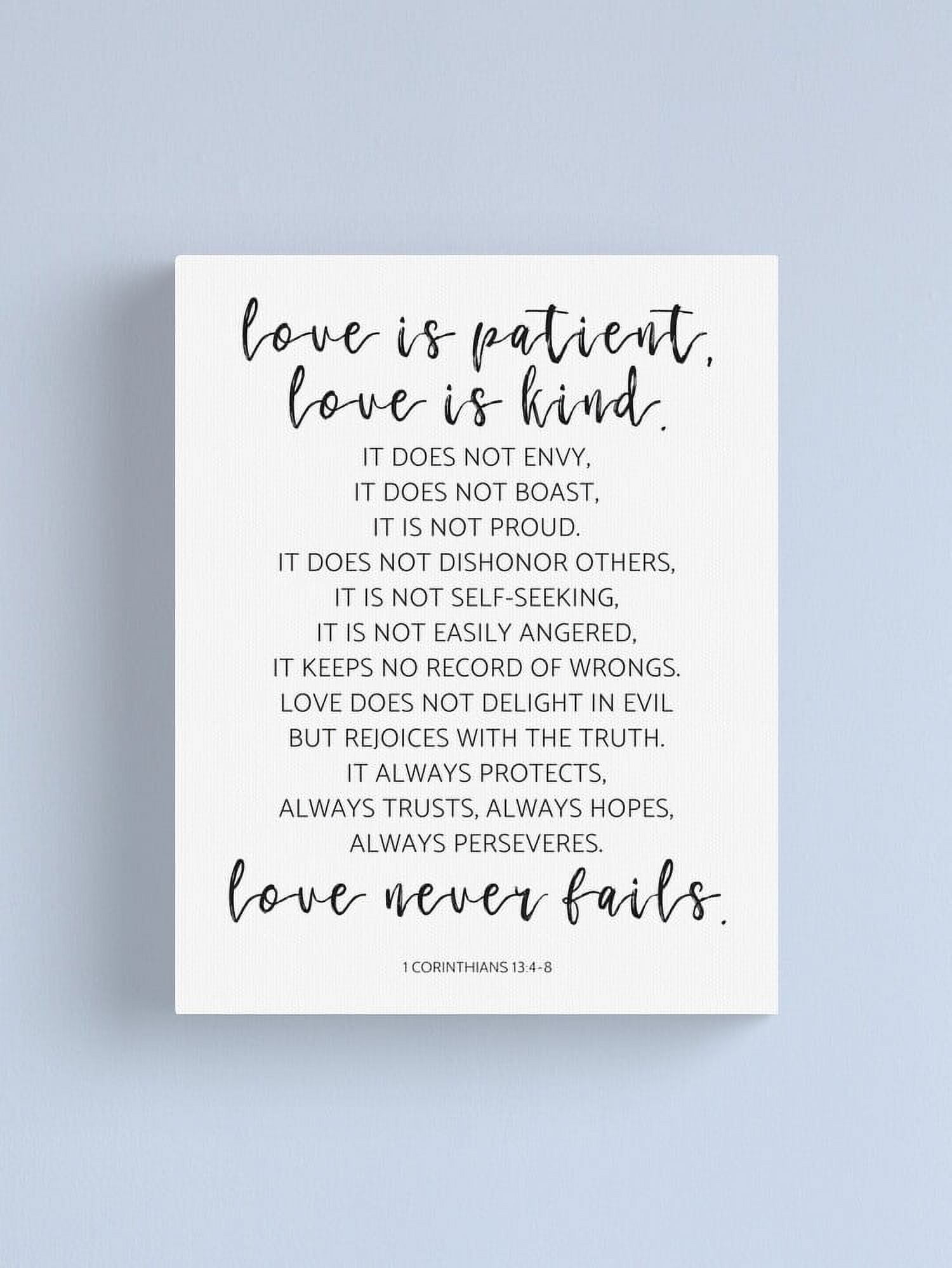 Aaroca Love Is Patient, Love Is Kind, 1 Corinthians 13:4-8. Bible Verse ...