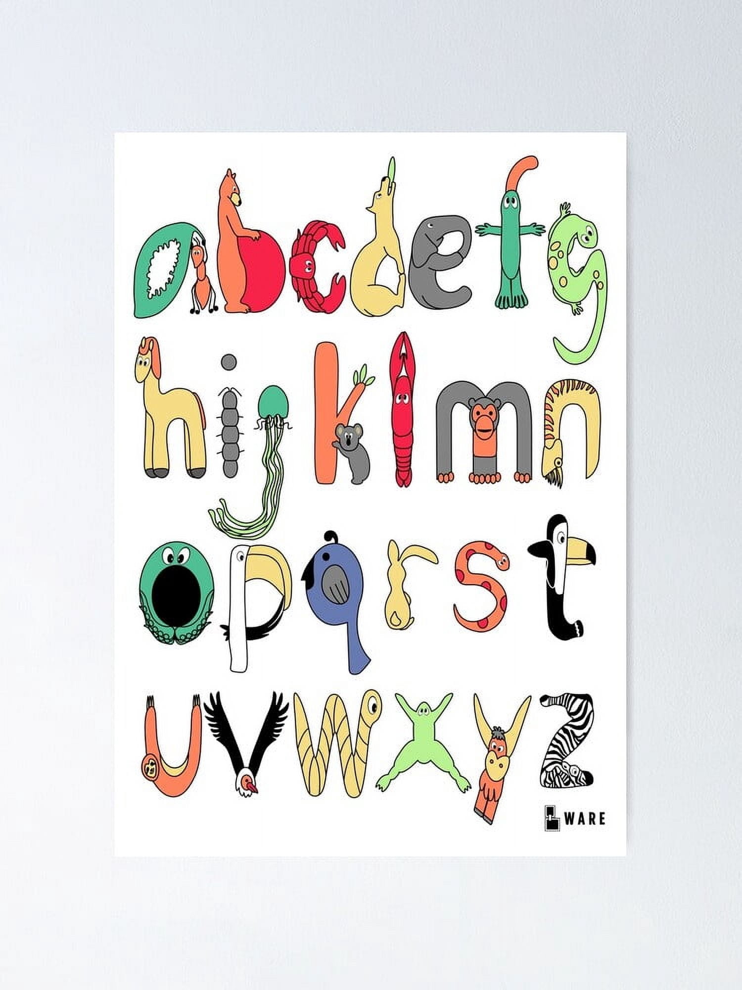 Aaroca Lowecase English Animal Alphabet Poster Painting Artwork Modern ...