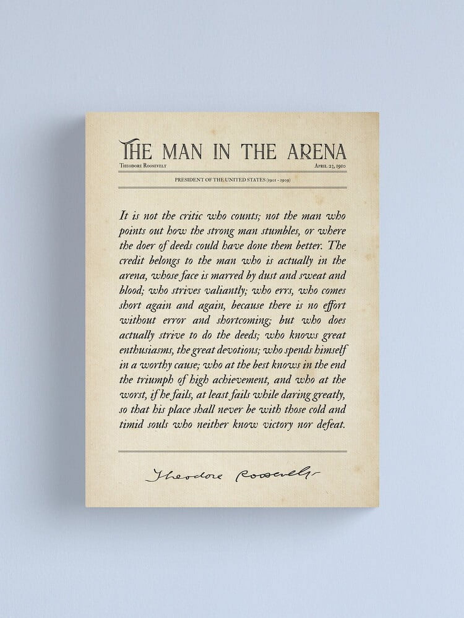 Aaroca The Man in the Arena Poem by Theodore Roosevelt Canvas Print ...