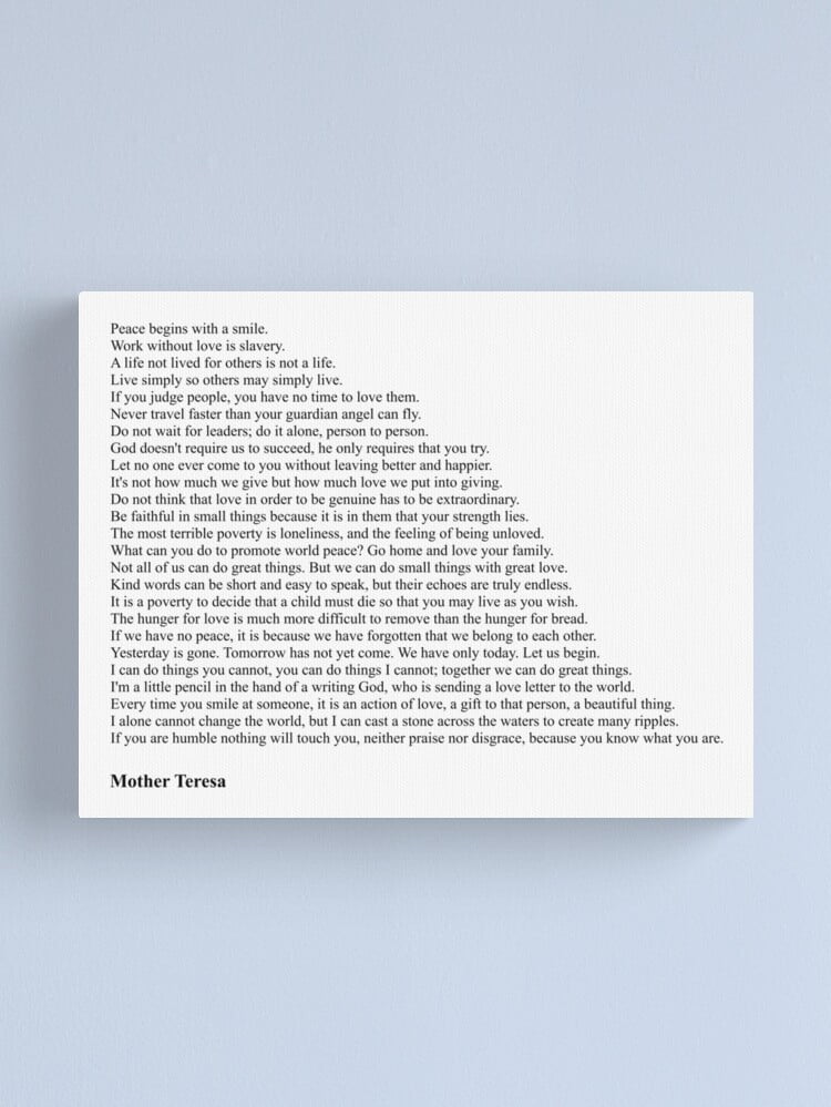 Aaroca Mother Teresa Quotes Canvas Print (Unframed) Classic Decoration ...