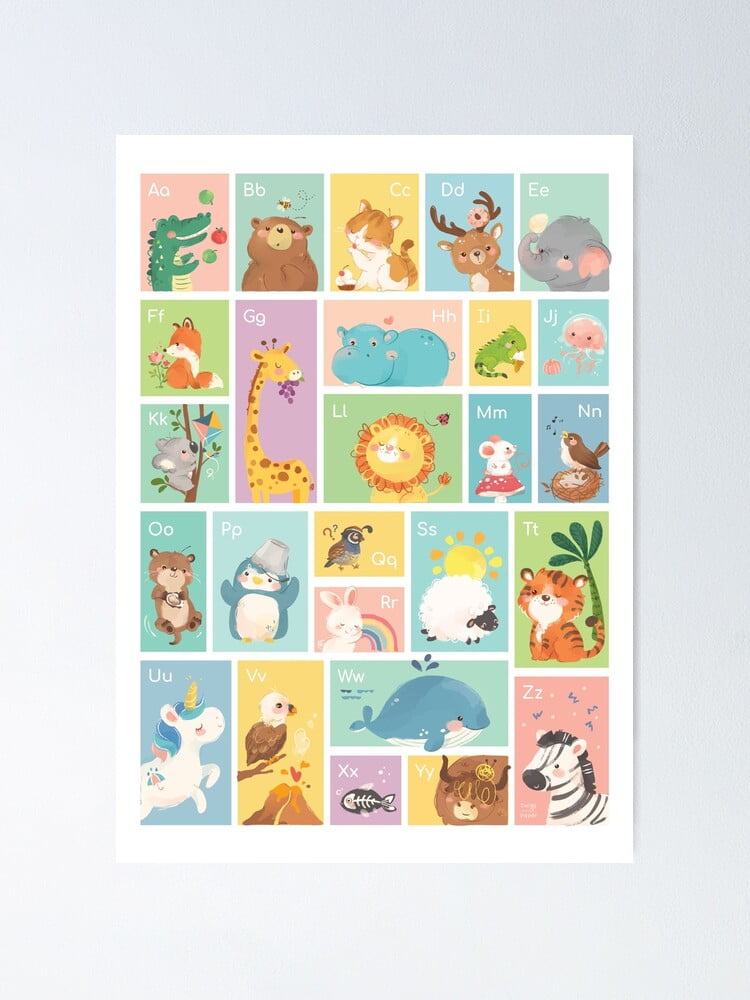 Aaroca My First ABC Animals Alphabet Poster Painting Artwork Modern ...