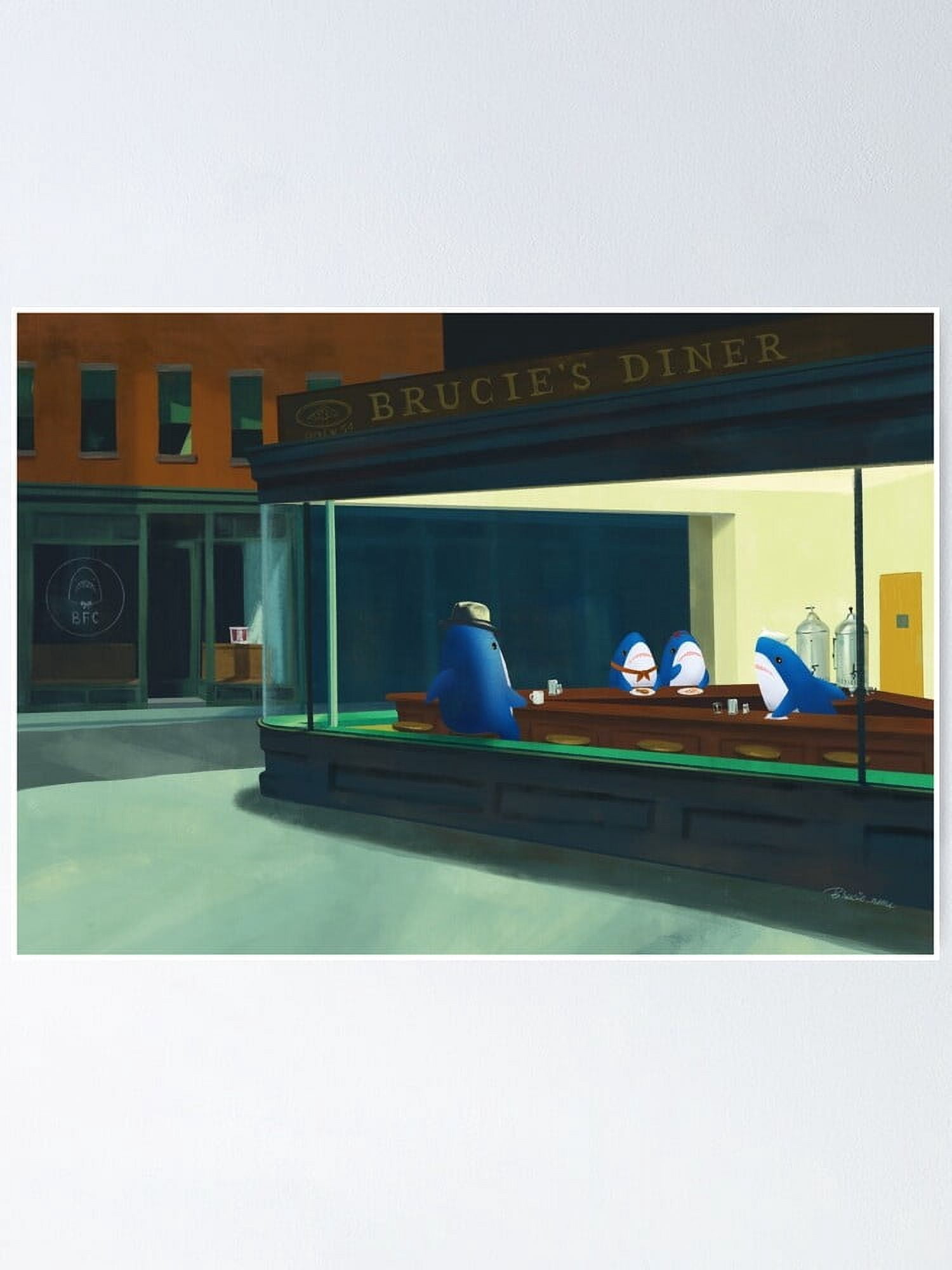 Aaroca Nighthawks: blahaj/shark edition (Unframed) Classic Decoration ...