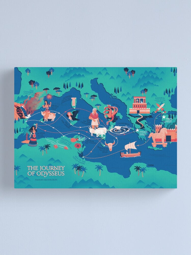Aaroca Odyssey Map - The Journey of Odysseus Canvas Print (Unframed ...