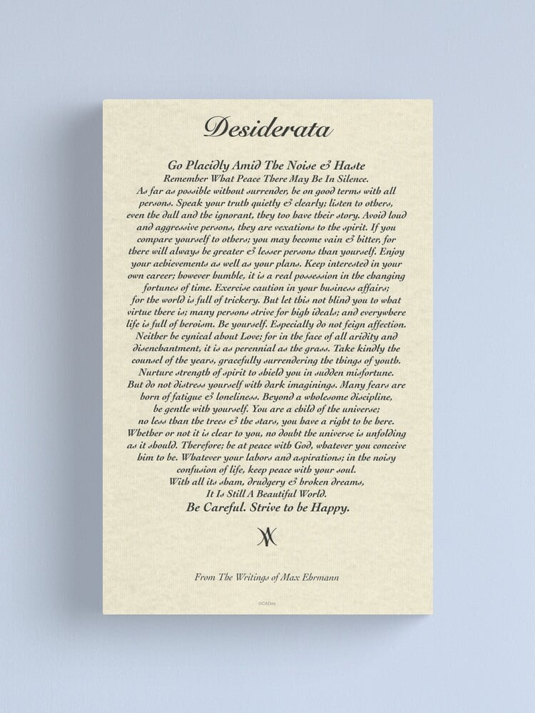 Aaroca Original Desiderata Poem by Max Ehrmann Canvas Print Canvas Poster - Modern Wall Art for ...