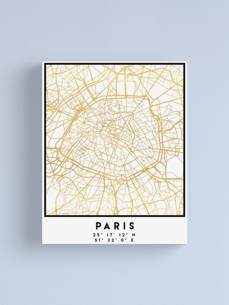 Aaroca PARIS FRANCE CITY STREET MAP ART Canvas Print High-Quality ...