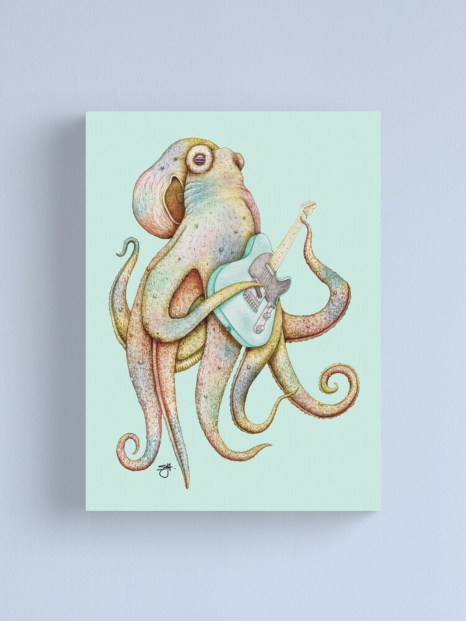 Aaroca POLAH - the axe wielding Octopus (on Aqua) Canvas Print ...