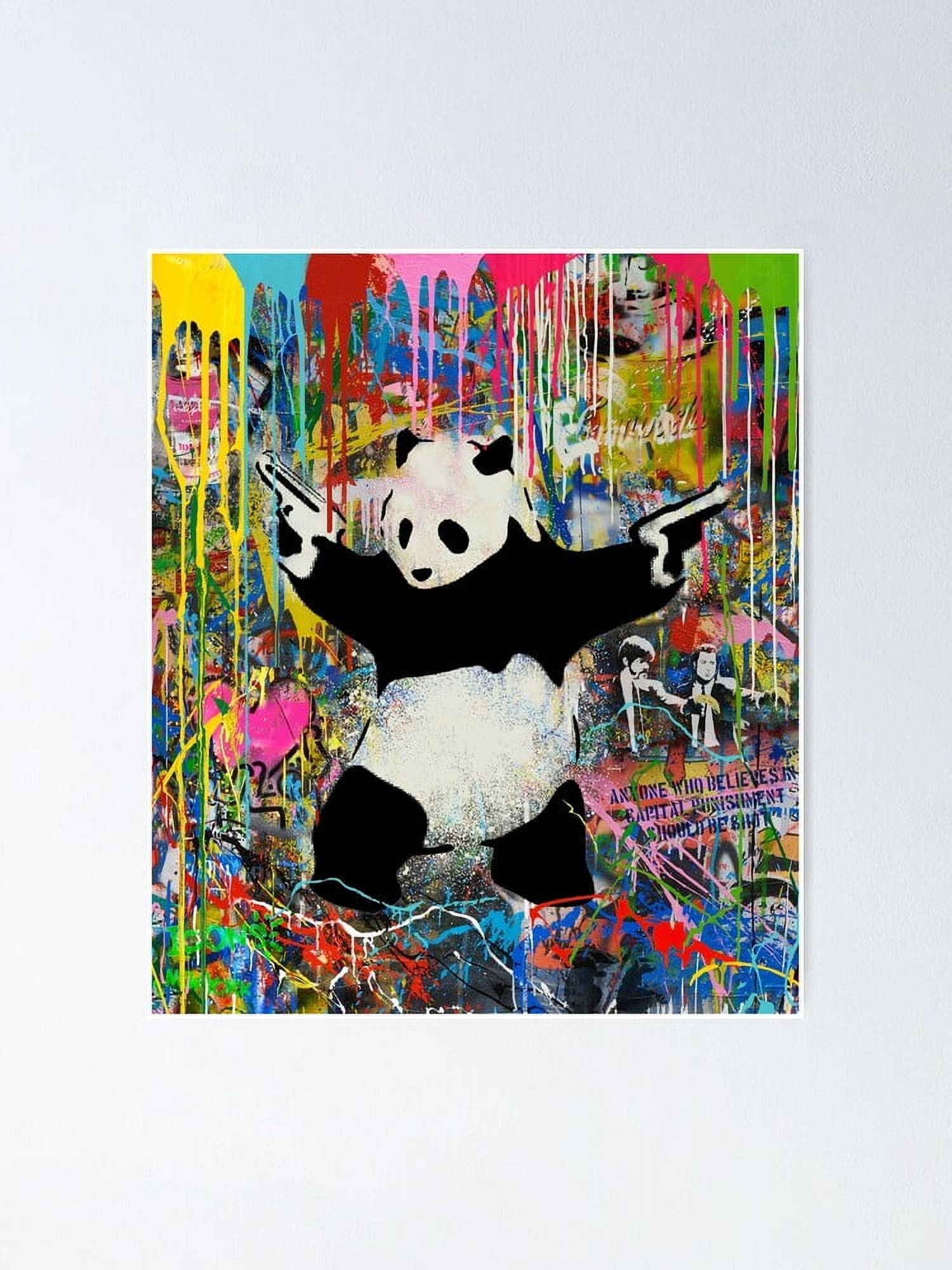 Aaroca Panda With Guns Stick Em Up - Pop Street Art Banksy Poster Classic Decoration for Office ...
