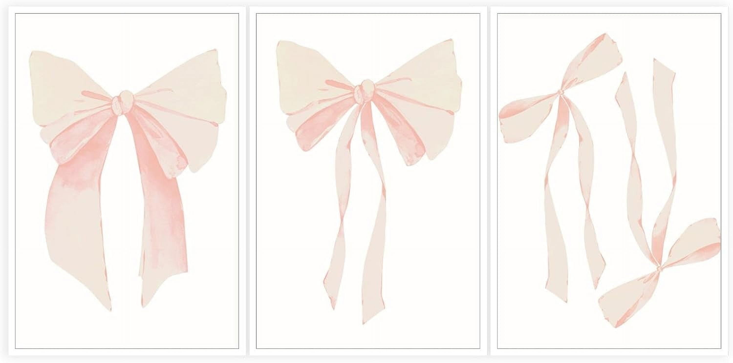 Aaroca Pink Bow Wall Art 3 Pieces Canvas Prints Lovely Pink Bow Poster ...