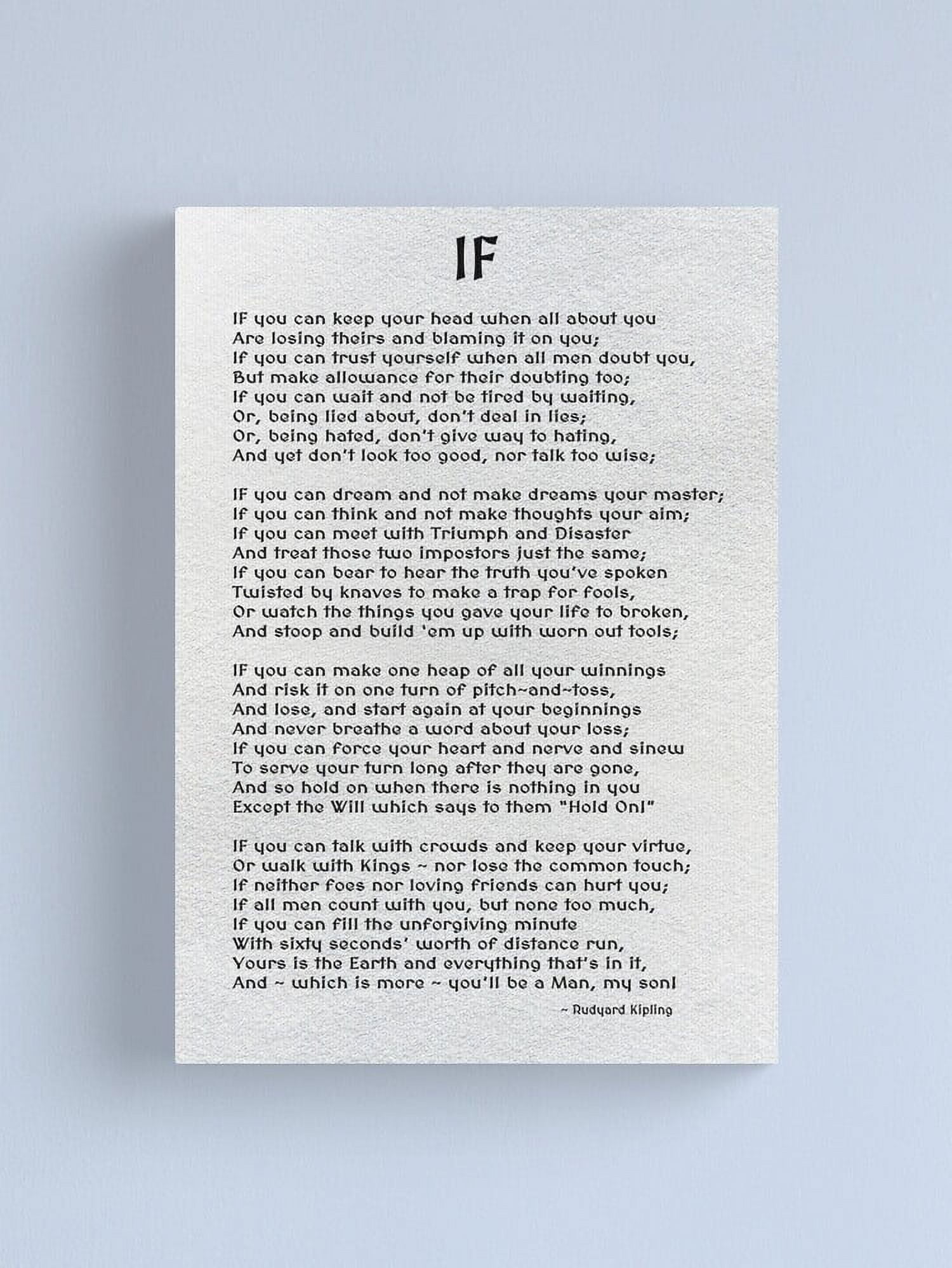 Aaroca The Poem IF By Rudyard Kipling Canvas Print High-Quality Canvas ...