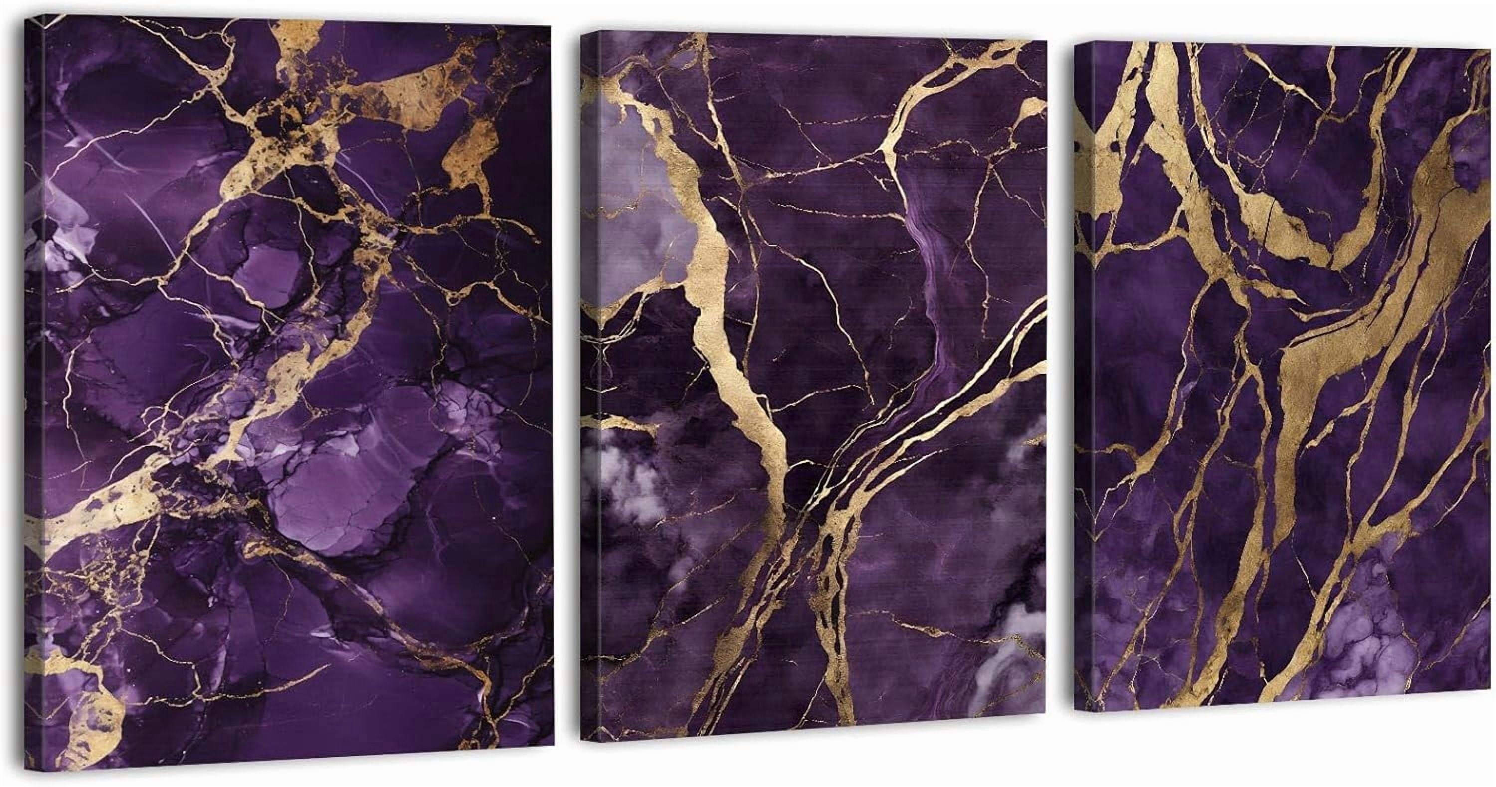 Aaroca Purple Abstract Canvas Marble Pictures Wall Decor Modern Home ...