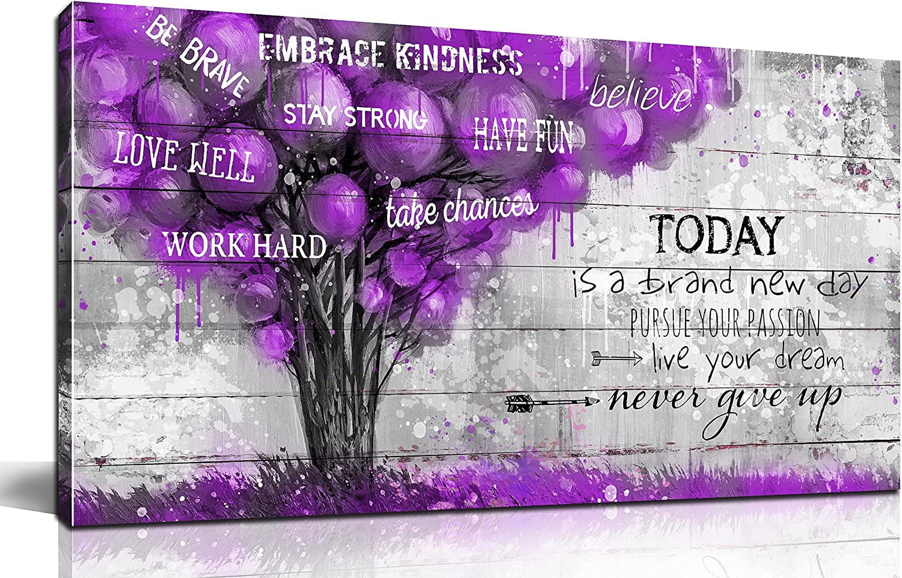 Aaroca Purple Trees Canvas Wall-Art - Inspirational Posters for Bedroom ...
