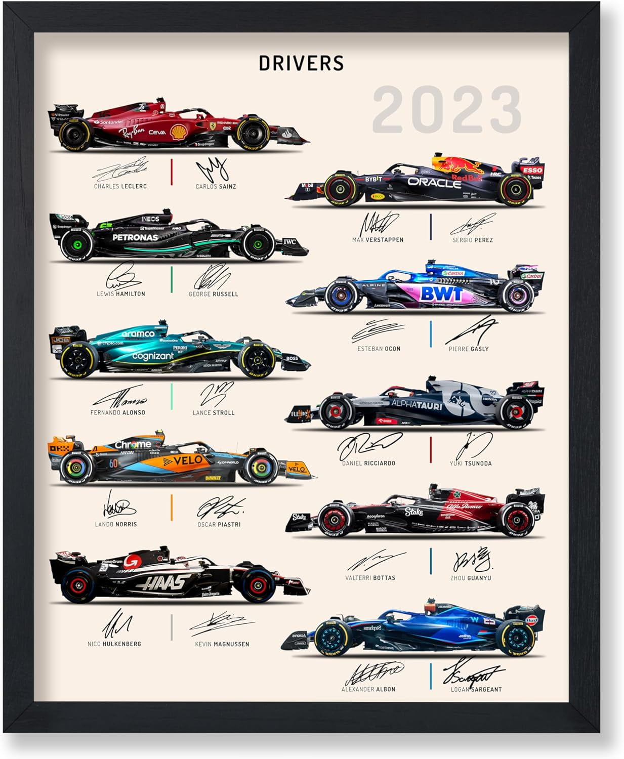 Aaroca Race Car Drivers Poster - Cars & Drivers Signatures Print ...