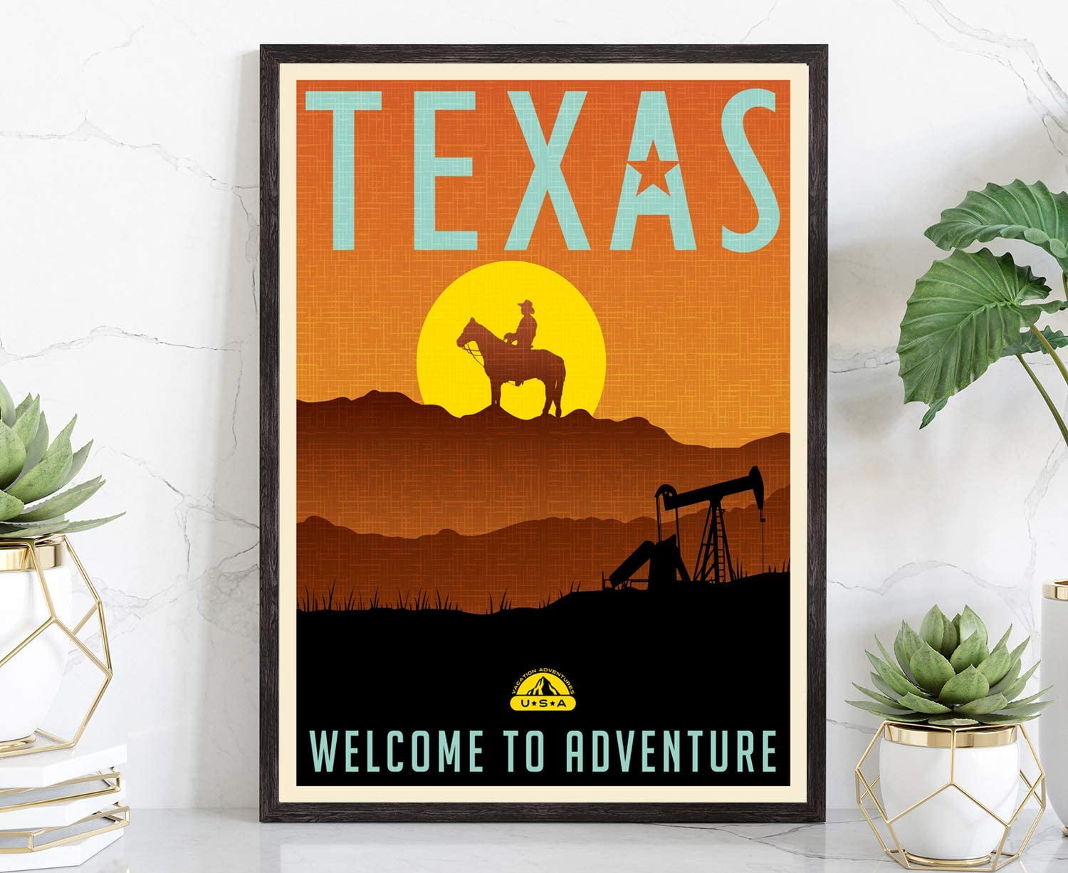 Aaroca Retro Style Travel Poster, Texas, Vintage Rustic Poster Print ...