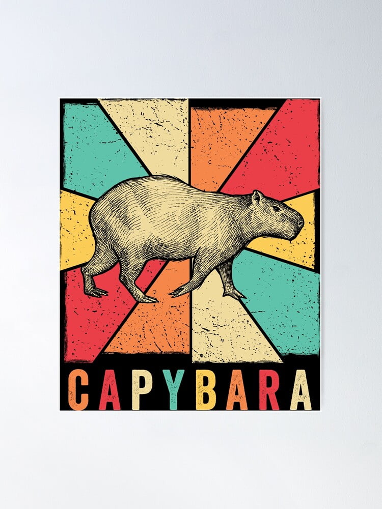 Aaroca Retro Vintage Style Capybara Design - Capybara Poster Canvas ...