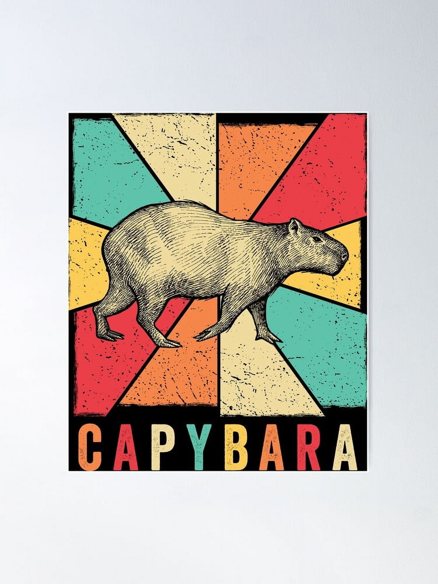 Aaroca Retro Vintage Style Capybara Design - Capybara Poster Canvas ...