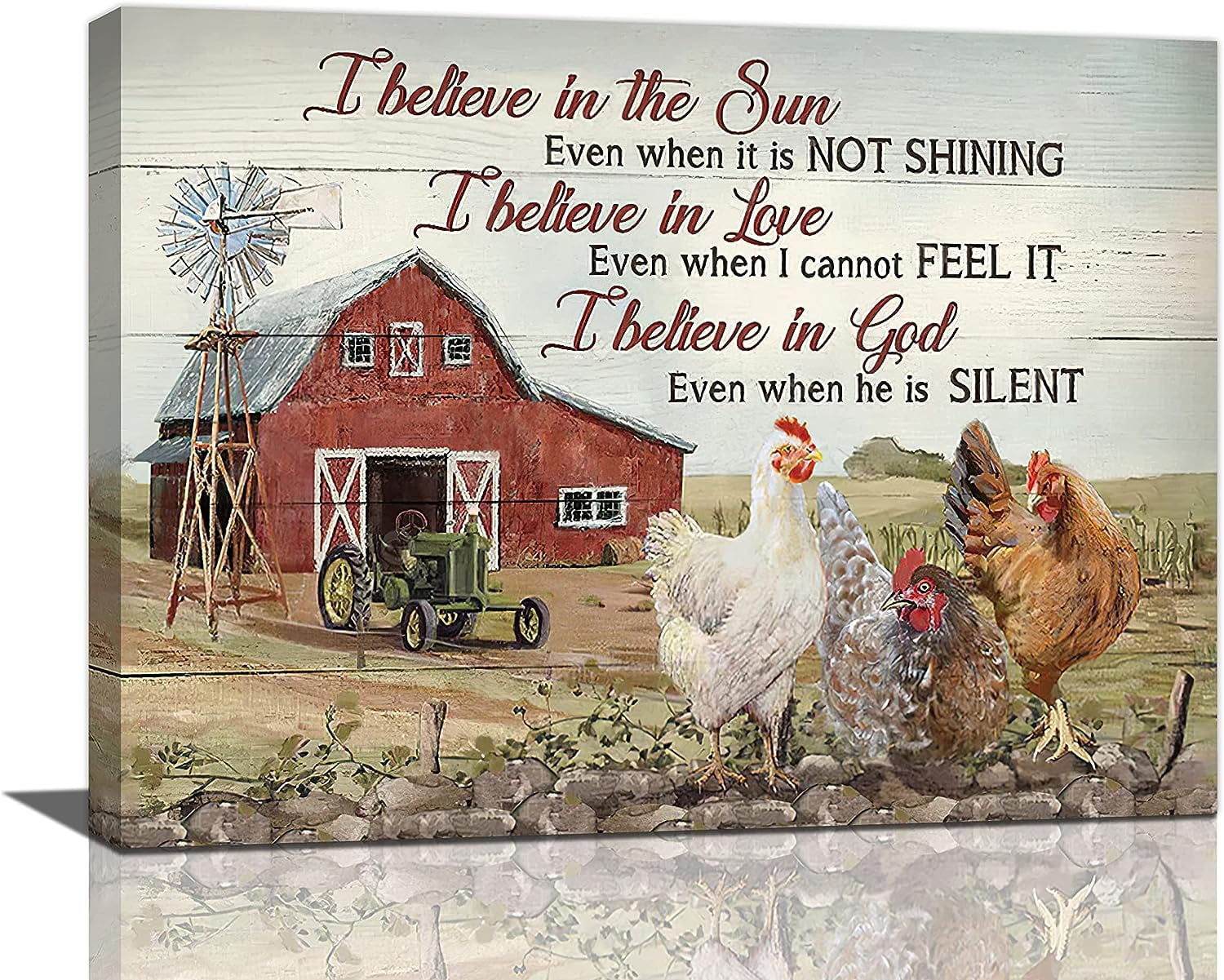 Aaroca Rooster Kitchen Decor Wall Art Rustic Farmhouse Chicken Barn ...