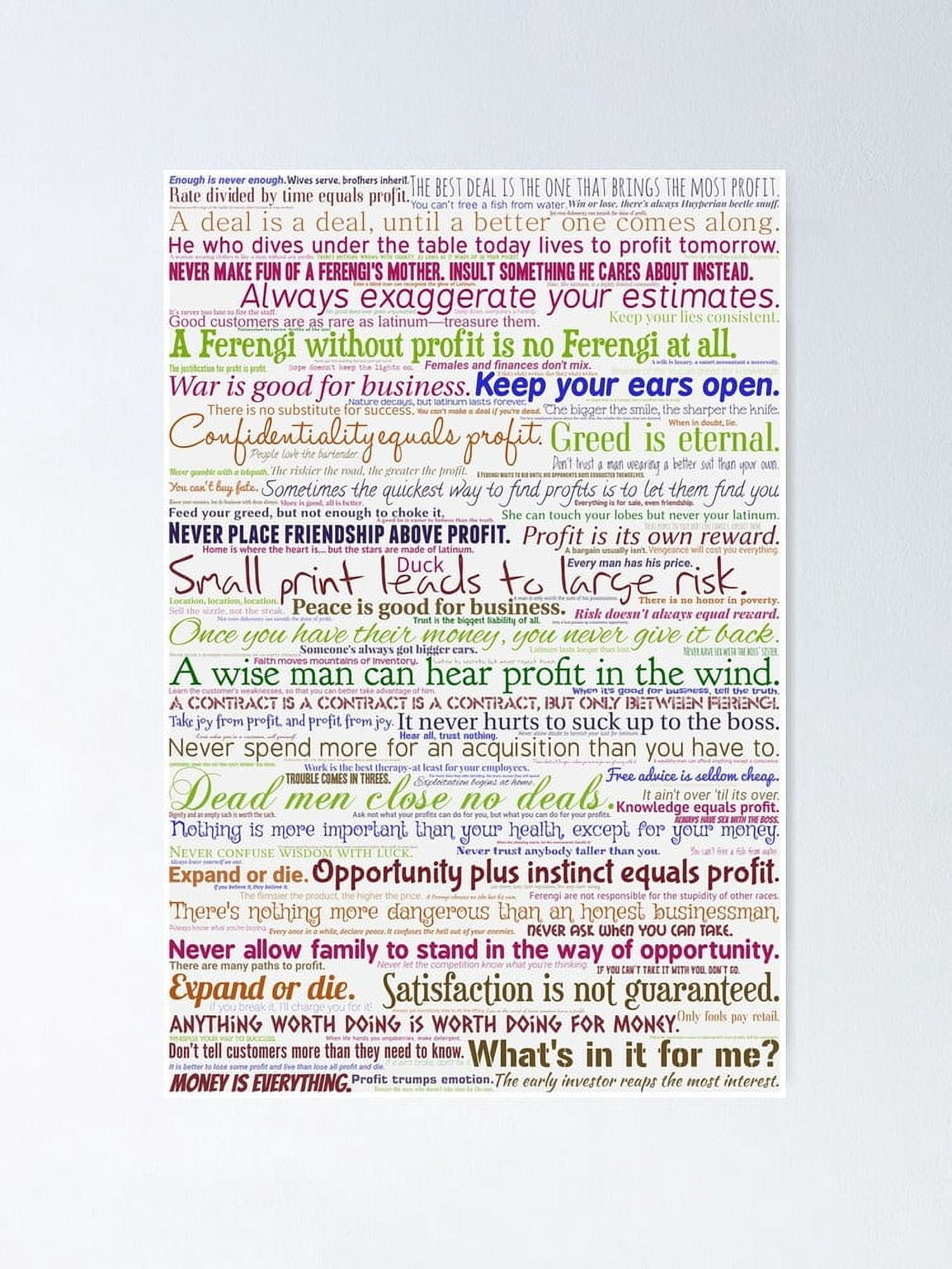 Aaroca Rules of Acquisition Unframed Classic Decoration for Office ...