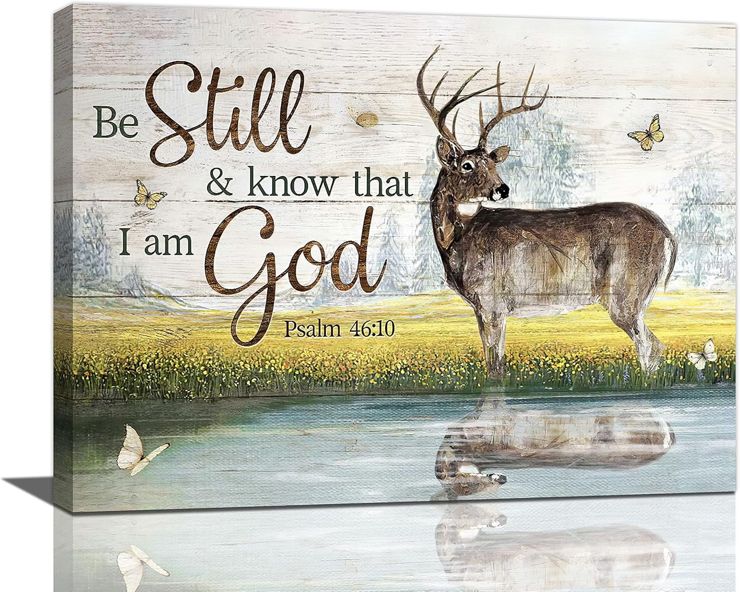Aaroca Rustic Country Deer Wall Art Psalm Be Still and Know Wall Decor ...