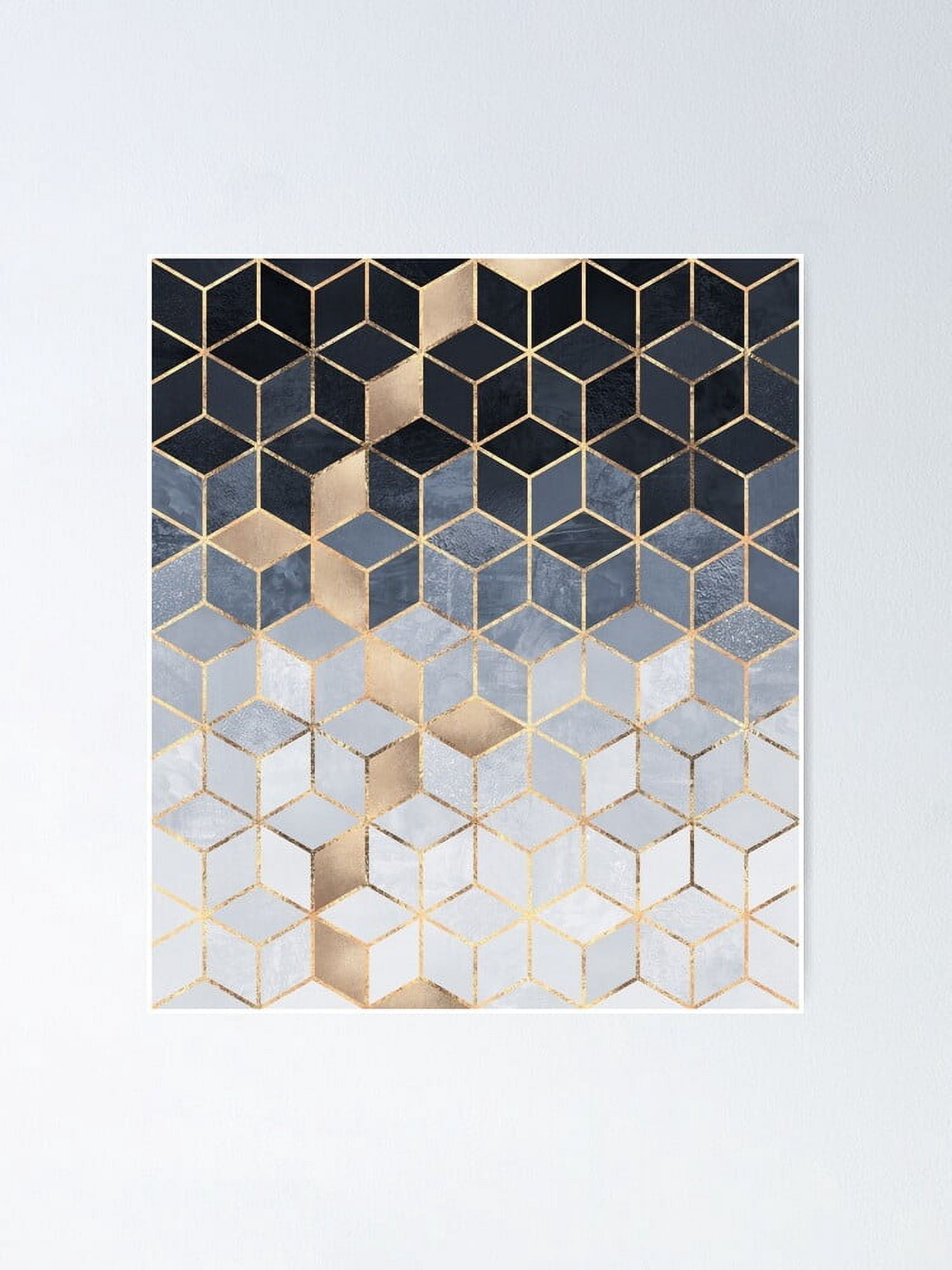Aaroca Soft Blue Gradient Cubes Unframed Classic Decoration for Office ...